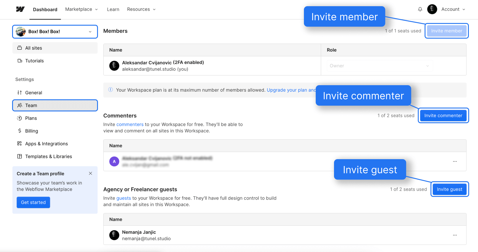 How to invite collaborators in Webflow? | Webflow Wiki